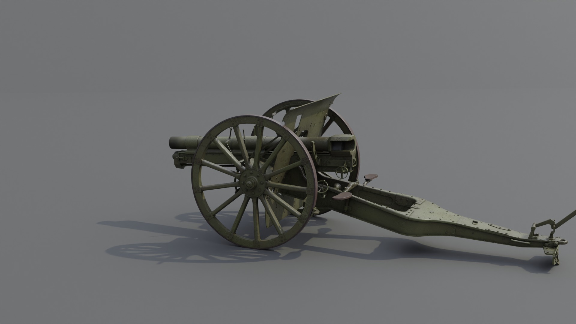 3D model Type 38 Kai 75 mm field gun VR / AR / low-poly | CGTrader