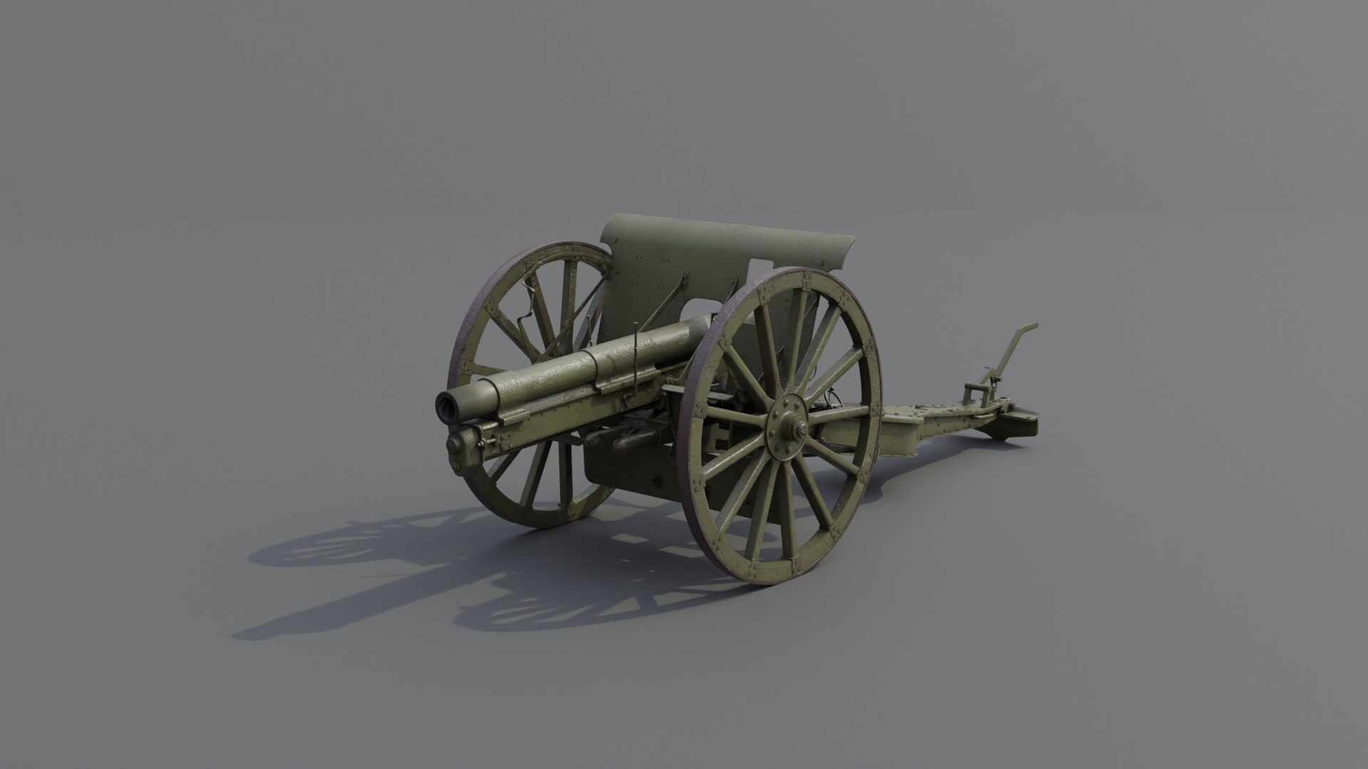 3D model Type 38 Kai 75 mm field gun VR / AR / low-poly | CGTrader