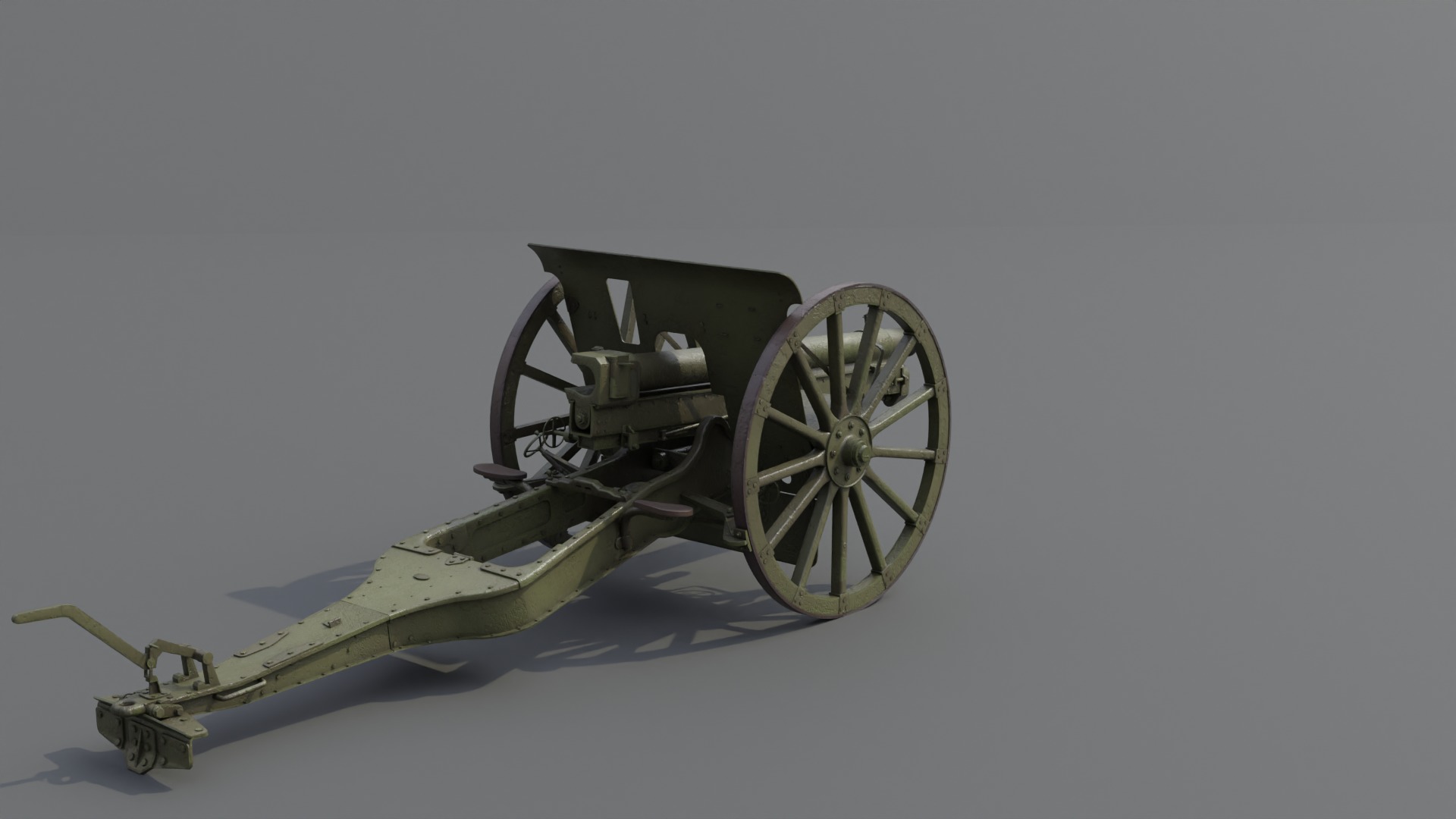 3D model Type 38 Kai 75 mm field gun VR / AR / low-poly | CGTrader