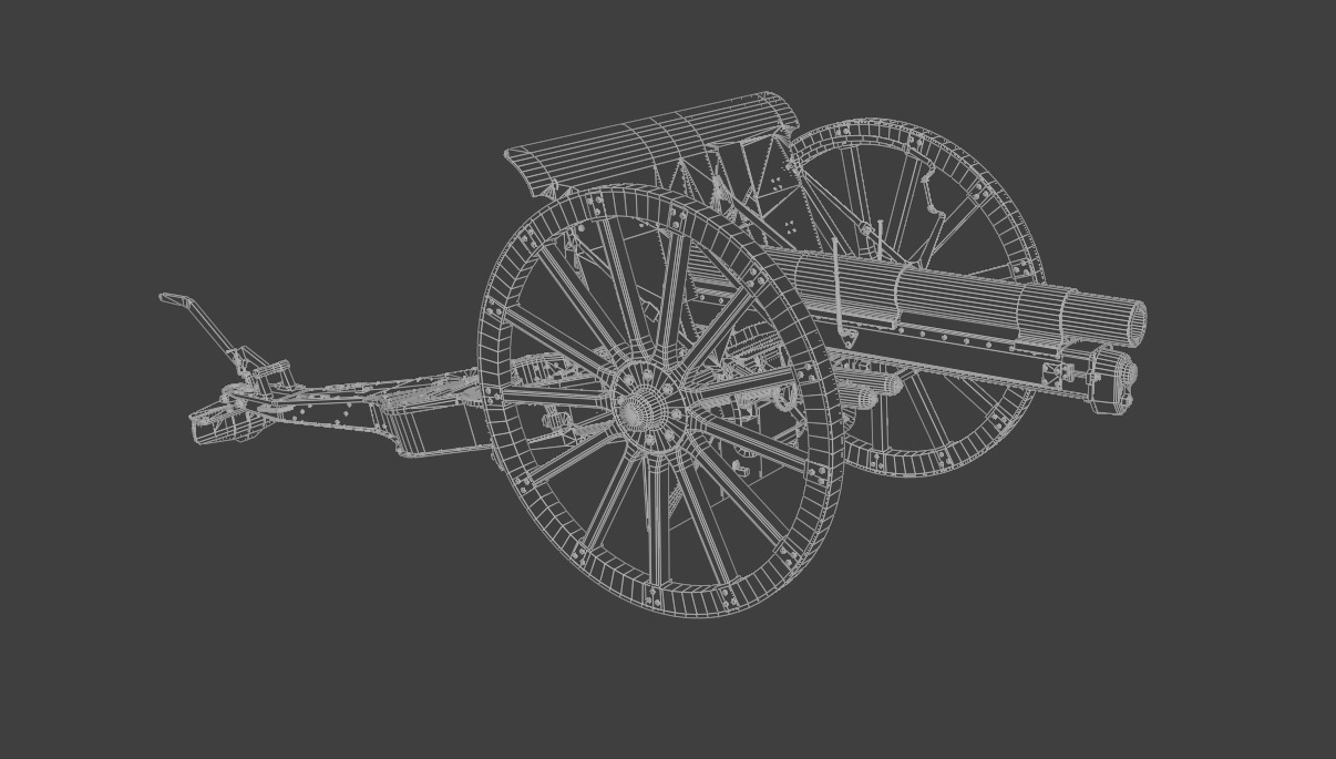 3D model Type 38 Kai 75 mm field gun VR / AR / low-poly | CGTrader