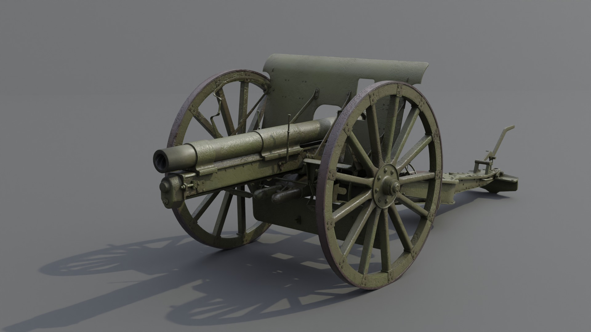 3D model Type 38 Kai 75 mm field gun VR / AR / low-poly | CGTrader