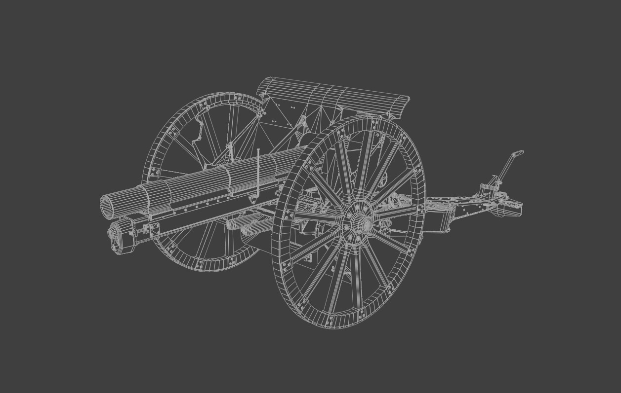 3D model Type 38 Kai 75 mm field gun VR / AR / low-poly | CGTrader