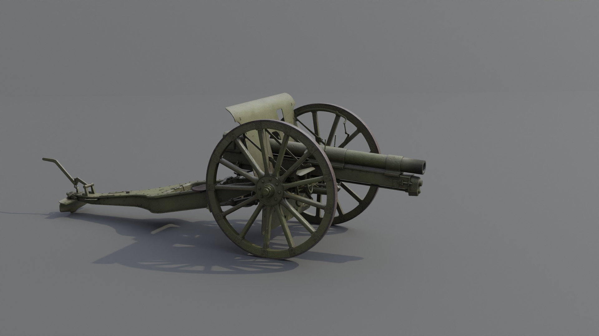 3D model Type 38 Kai 75 mm field gun VR / AR / low-poly | CGTrader