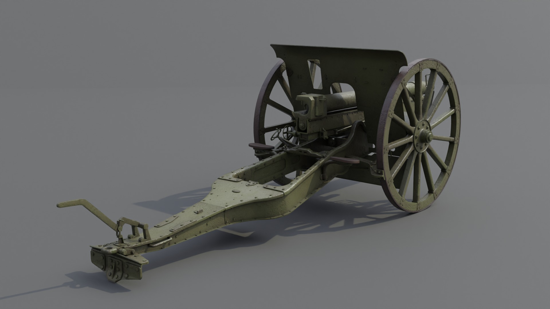 3D model Type 38 Kai 75 mm field gun VR / AR / low-poly | CGTrader