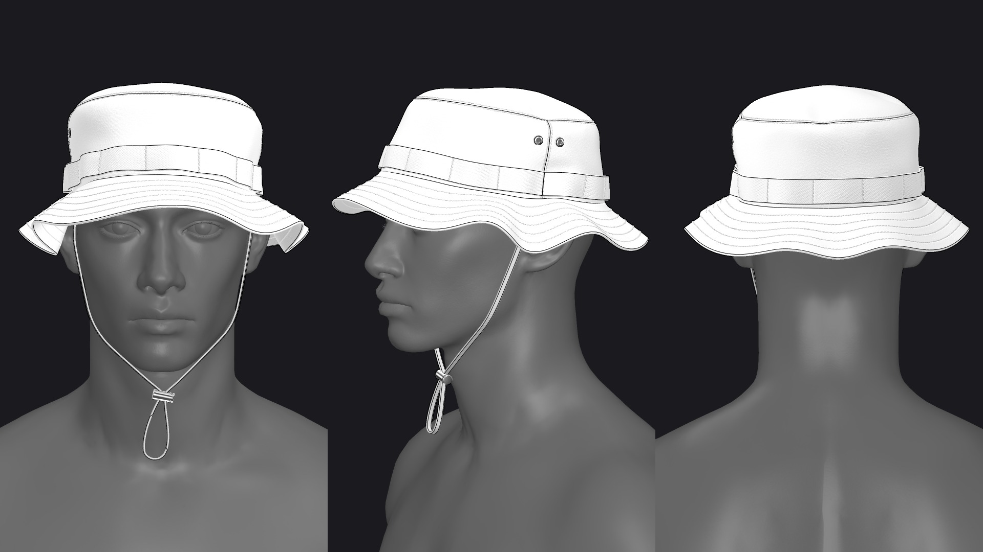 BASIC BUCKET HAT N2 mv2 highpoly 3D model | CGTrader