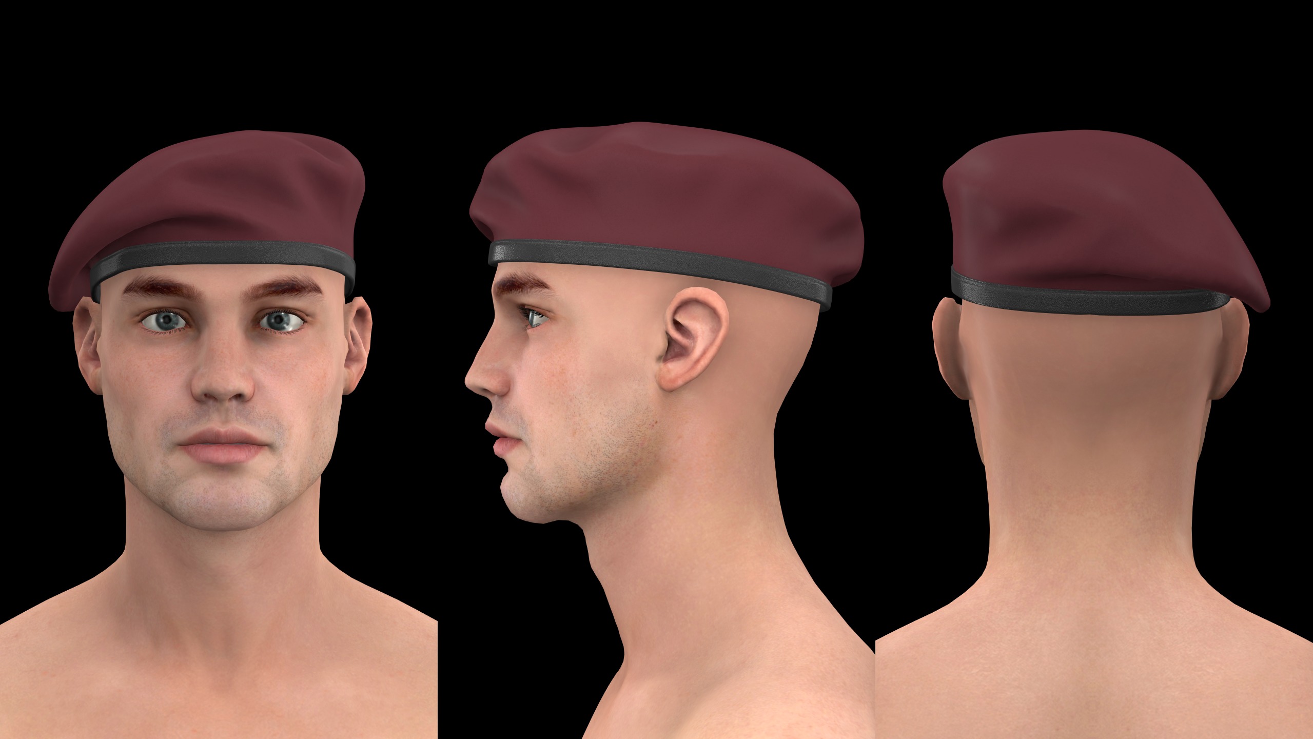 BASIC MILITARY BERET mv2 highpoly 3D model | CGTrader