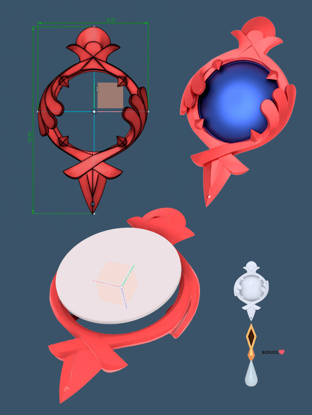 GENSHIN IMPACT - FURINA VISION 3D FILE STL 3D model 3D printable | CGTrader