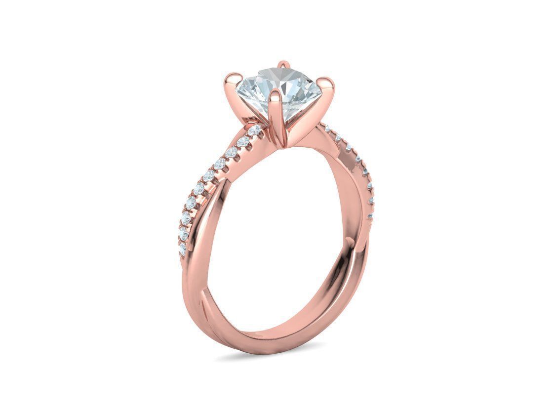 1point5 Ct Engagement Ring French Pave Setting Big Diamond Ring 3D ...