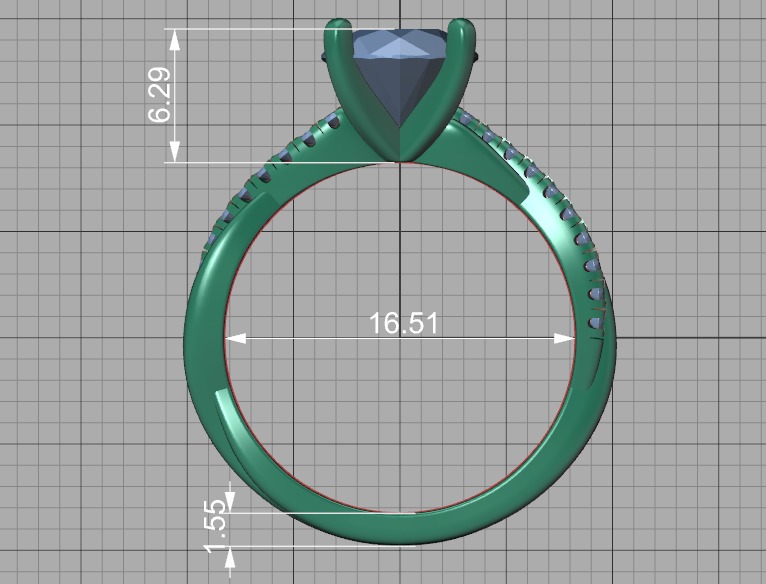 1point5 Ct Engagement Ring French Pave Setting Big Diamond Ring 3D ...