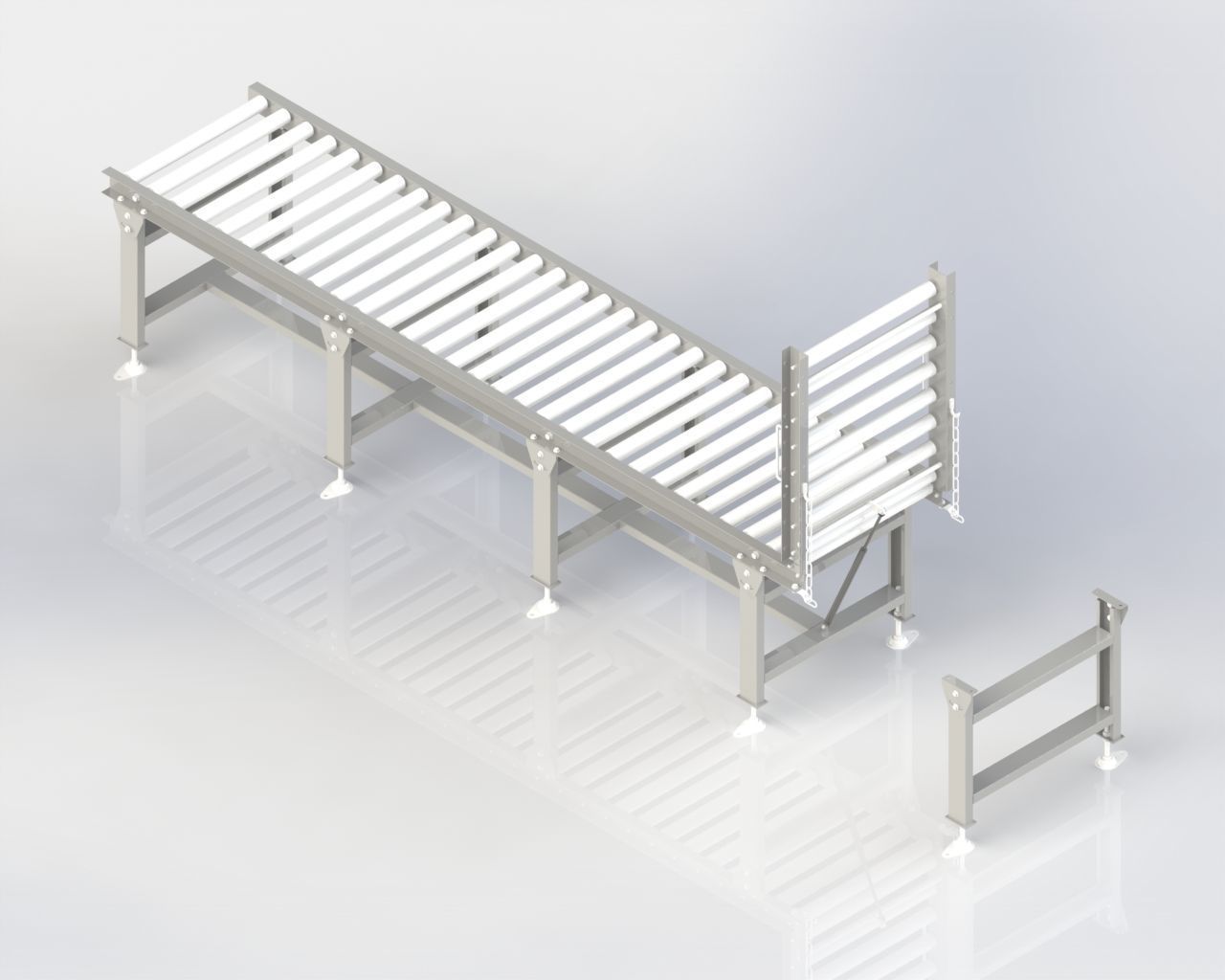 Gravity Roller Conveyor with Manual Lift Up Gate 3D model | CGTrader