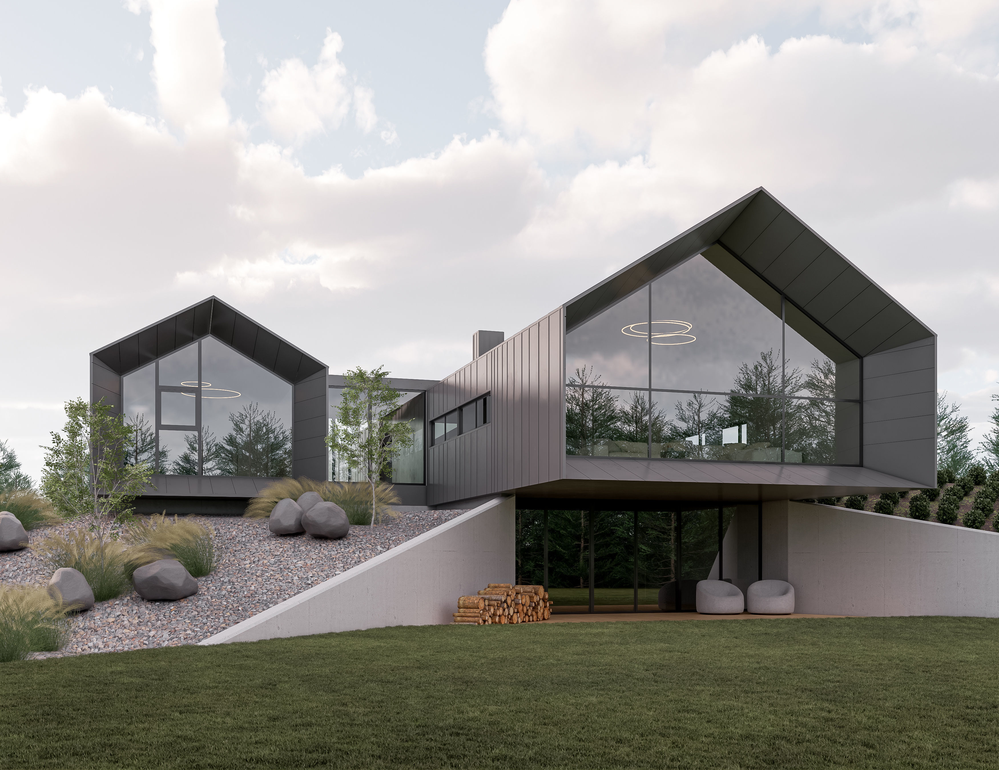 3D model Family House 30 - Created with fully parametric Revit Families ...