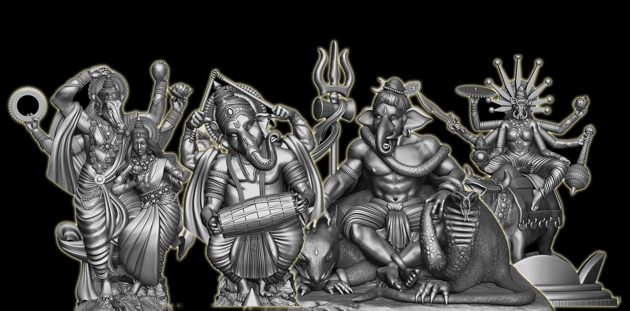 Hindu Gods 3D Model Collection 3D printable | CGTrader