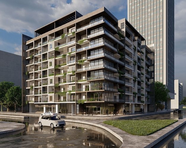 Modern Residential building with plans 3D model | CGTrader