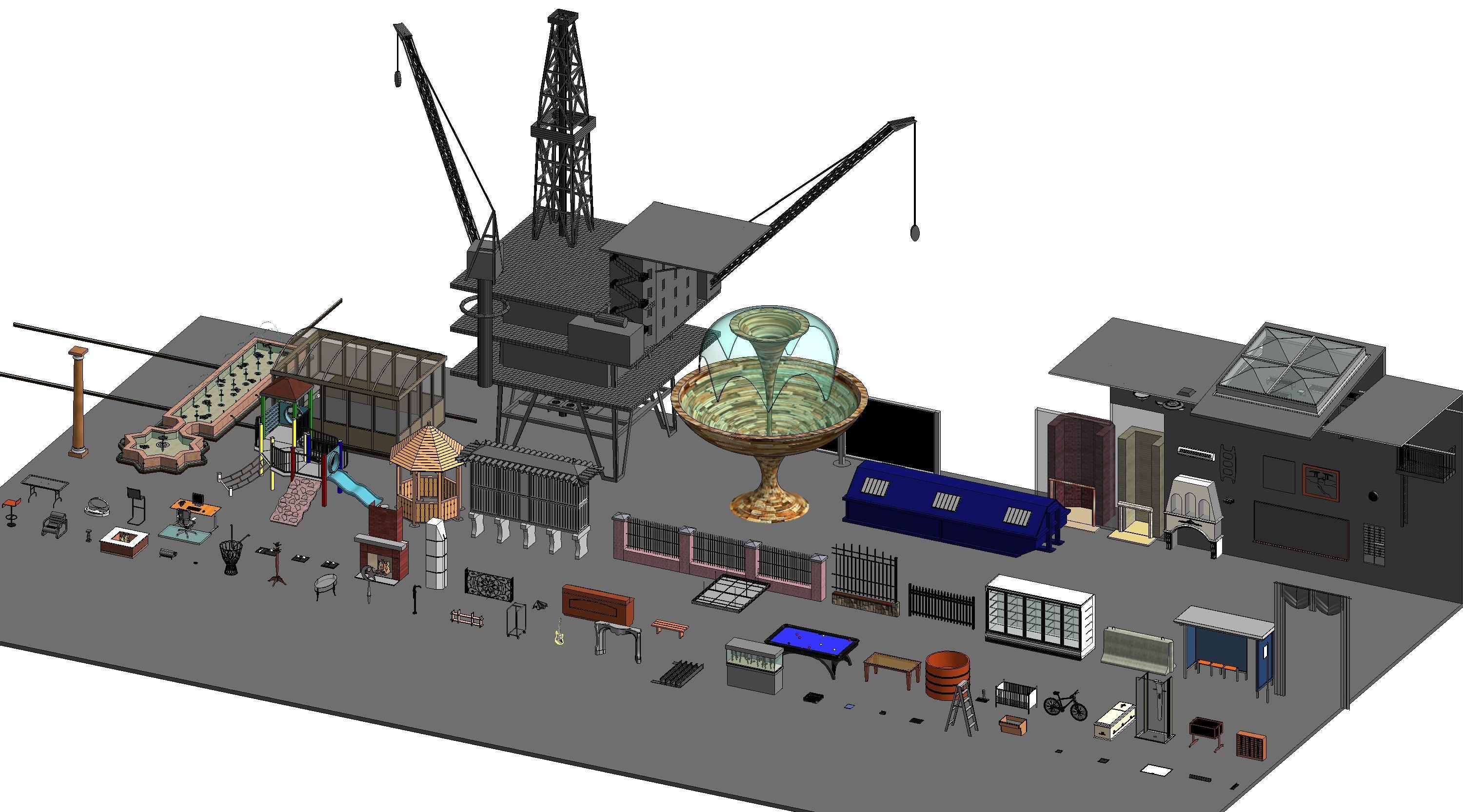 Outdoor Furniture Revit Family Parameter 3D model | CGTrader
