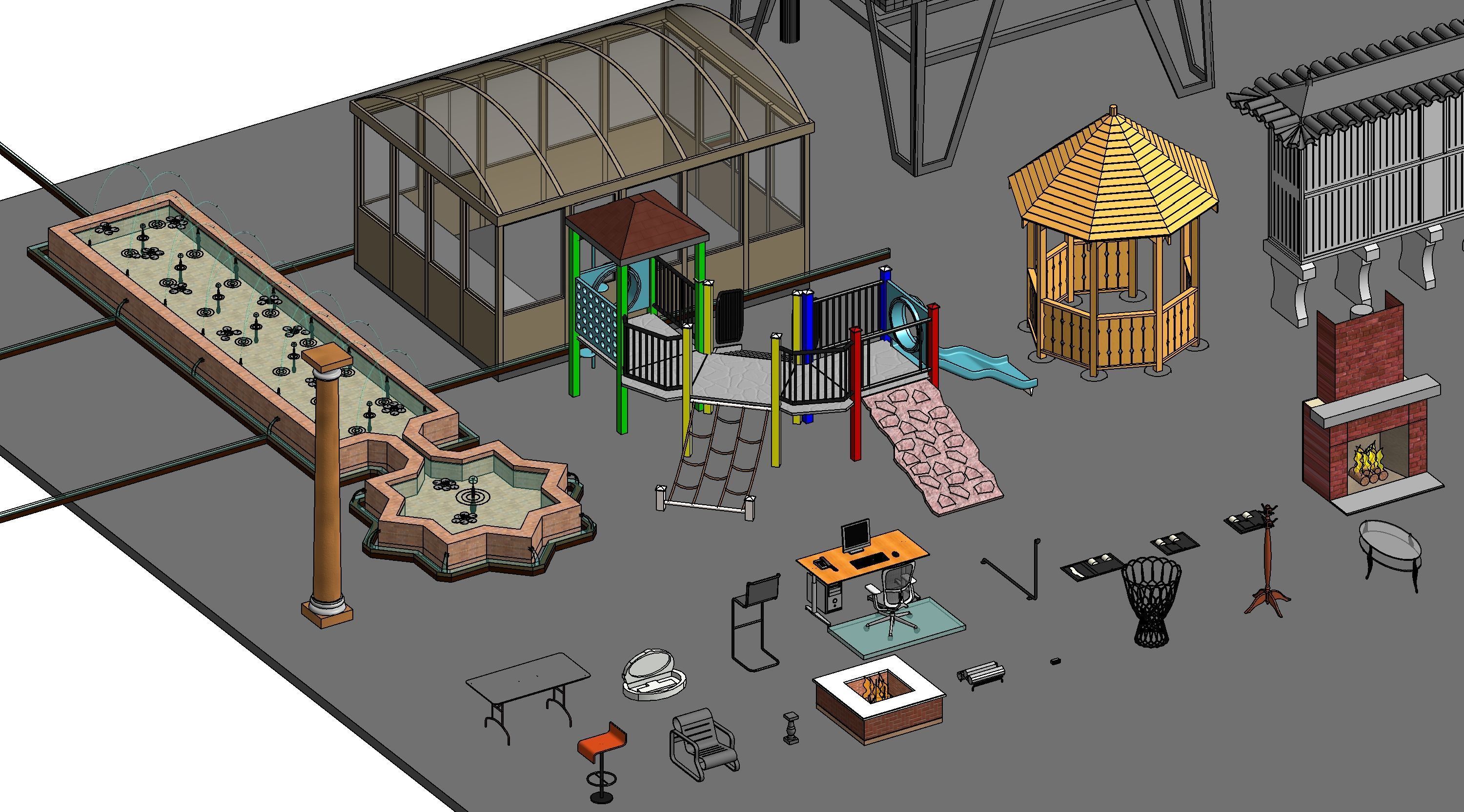 Outdoor Furniture Revit Family Parameter 3D model | CGTrader