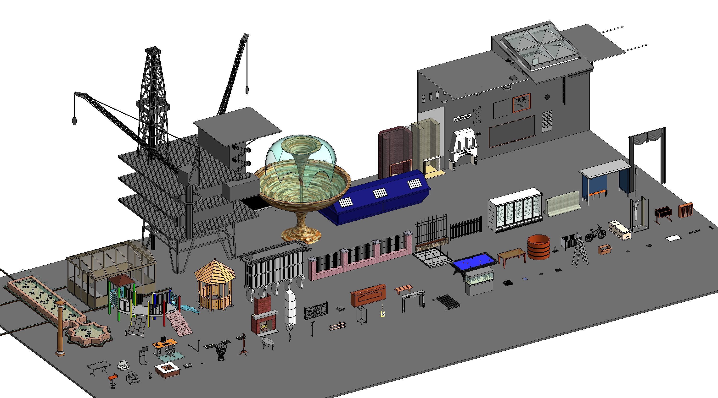 Outdoor Furniture Revit Family Parameter 3D model | CGTrader