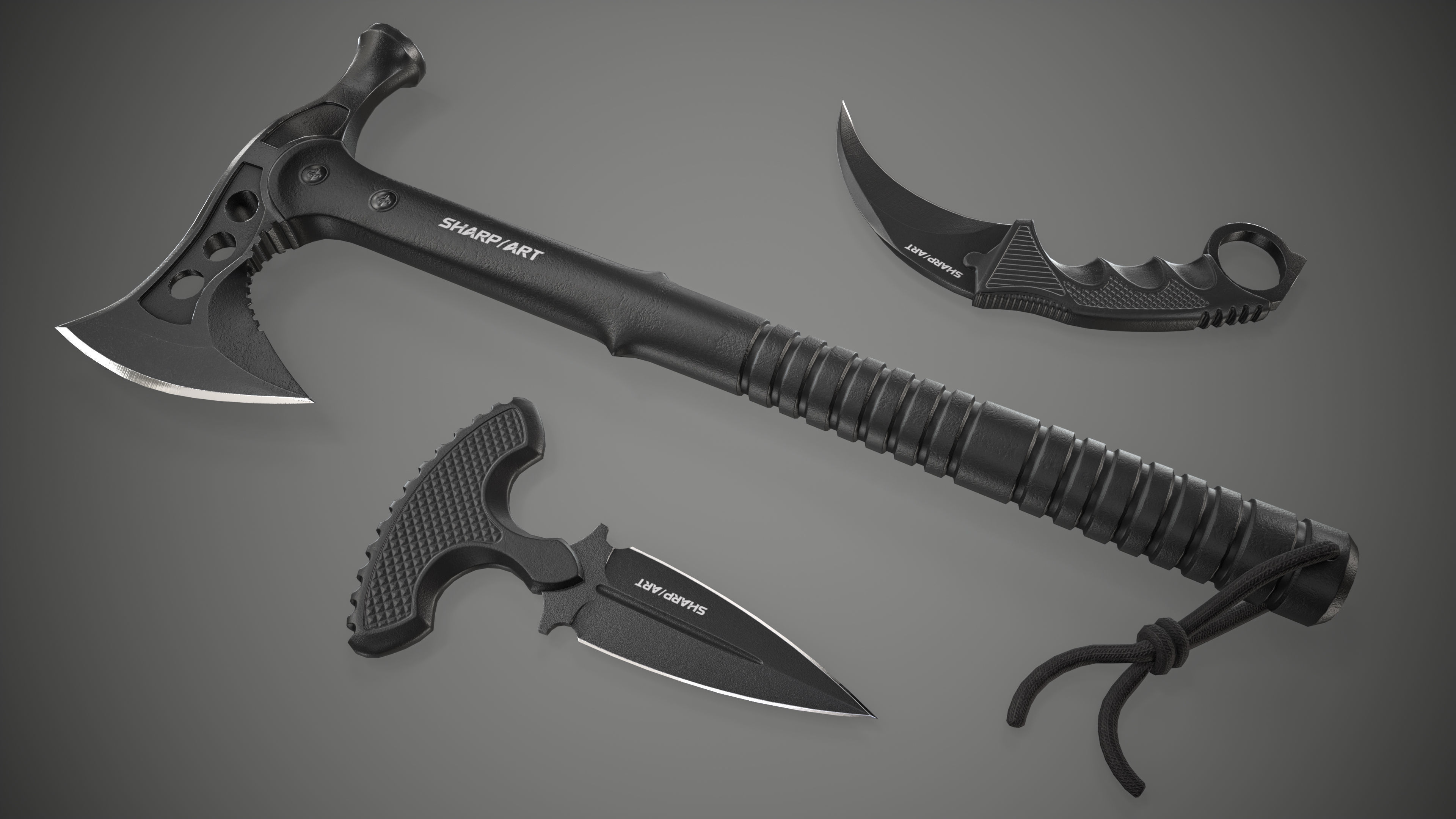 3D model Axe Karambit Dagger Knife Weapon PBR Gameready VR / AR / low ...