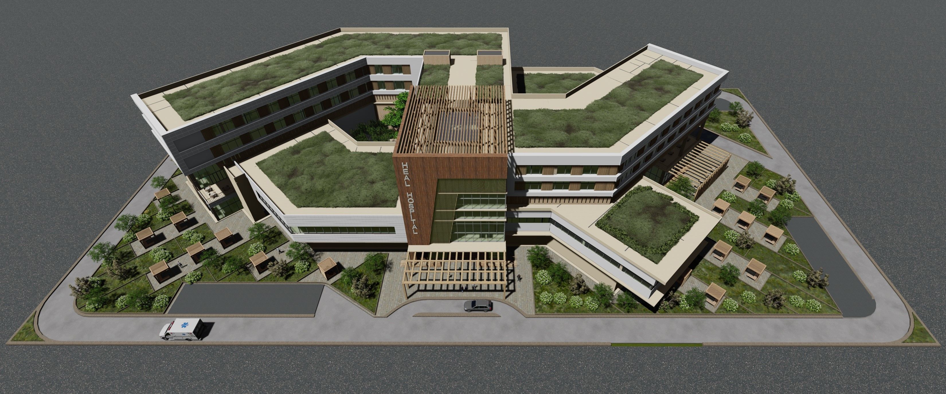 Modern Emergency Hospital with plans 3D model | CGTrader