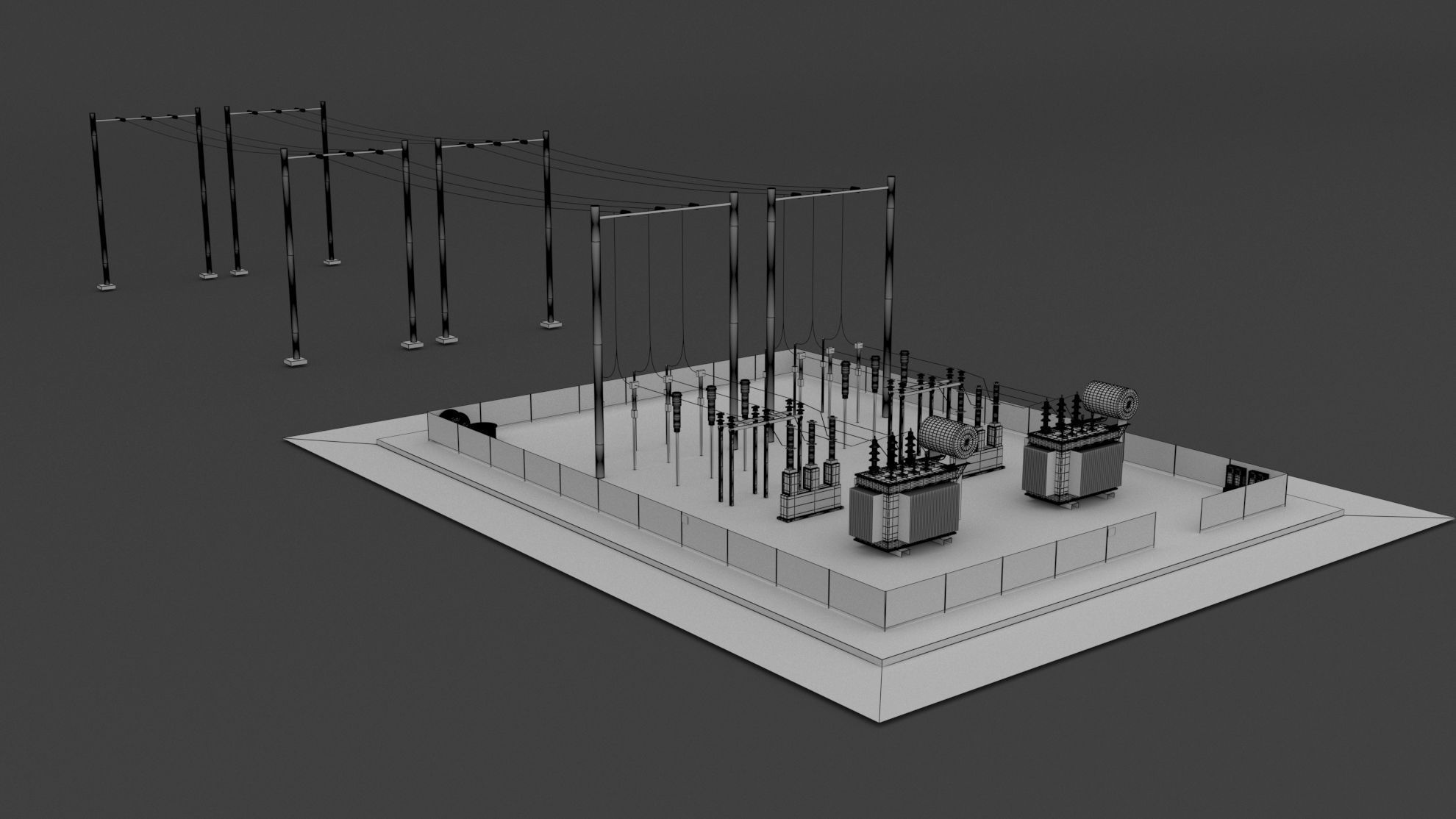 Electrical Substation v2 3D model | CGTrader