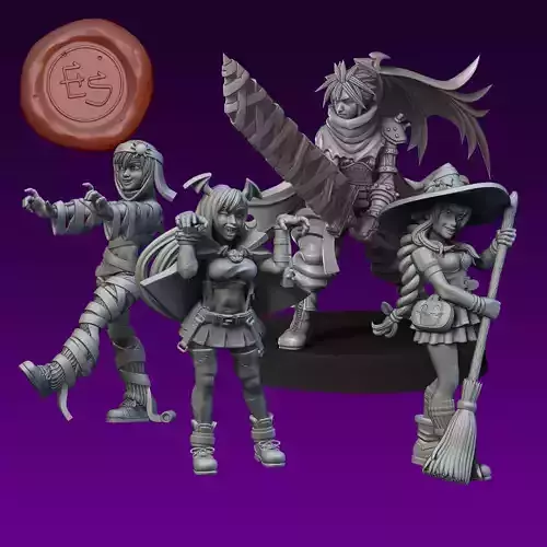 FFVII Halloween Costume Party - FFVII - 32mm Scaled Miniatures free 3D ...