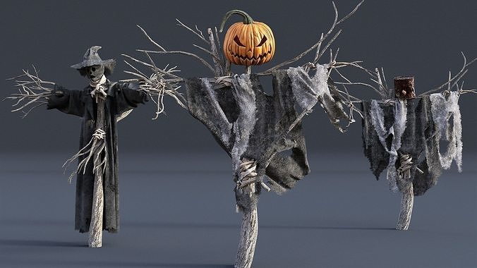 3D model Scarecrow Halloween Pack VR / AR / low-poly | CGTrader
