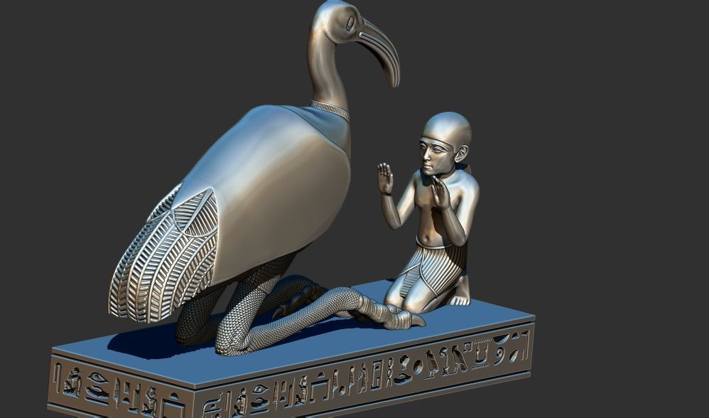 Statue of Thoth as Ibis with a Priest 3d printable model 3D model 3D printable | CGTrader