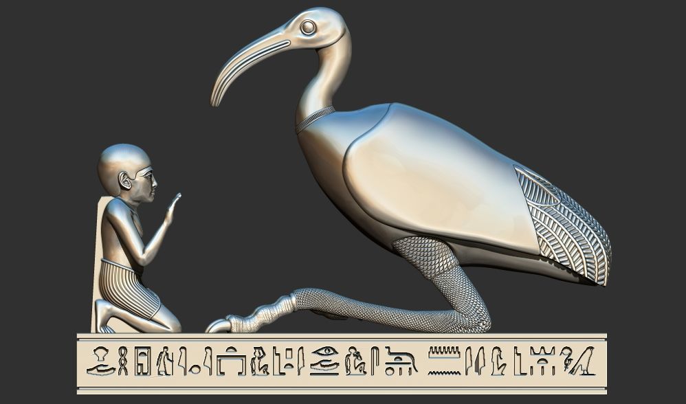 Statue of Thoth as Ibis with a Priest 3d printable model 3D model 3D printable | CGTrader
