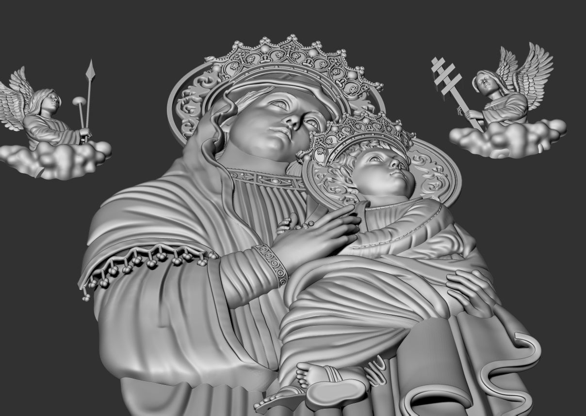 Virgin Mary and Baby Jesus 3D Relief printable model cnc 3D model 3D ...