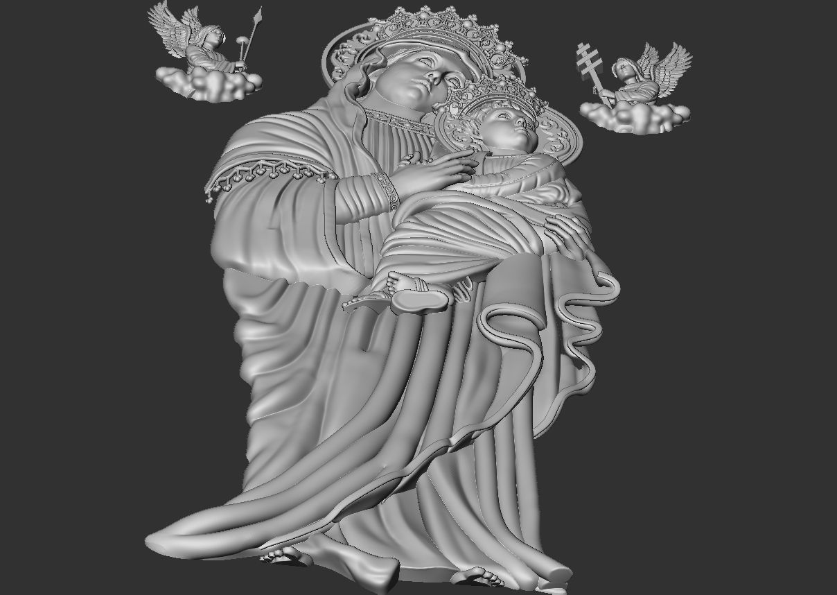 Virgin Mary and Baby Jesus 3D Relief printable model cnc 3D model 3D ...