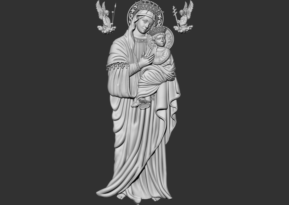 Virgin Mary and Baby Jesus 3D Relief printable model cnc 3D model 3D ...