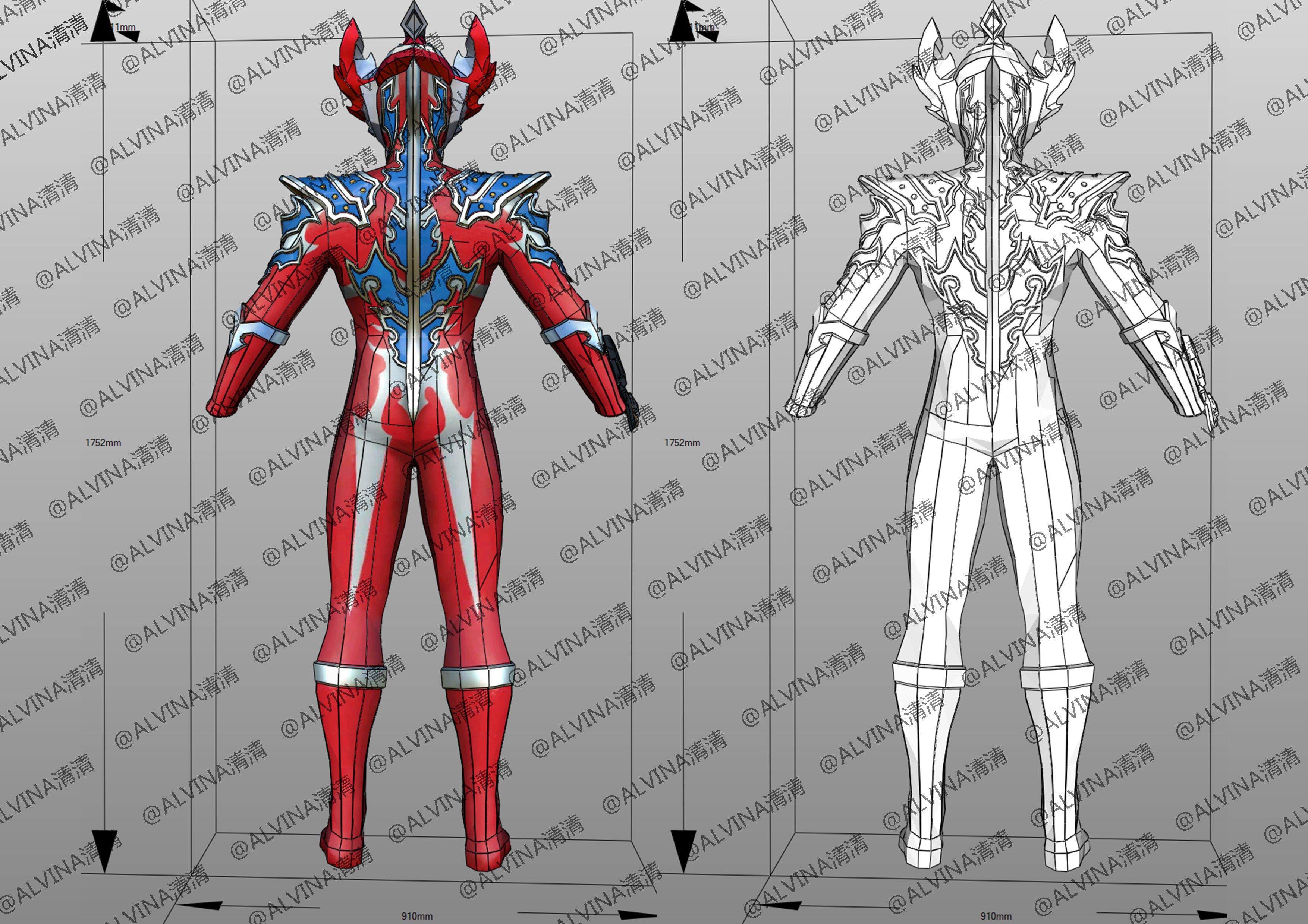 3D model Ultraman Taiga Tri-Strium Armor - DIY Cosplay Pepakura Foam VR ...