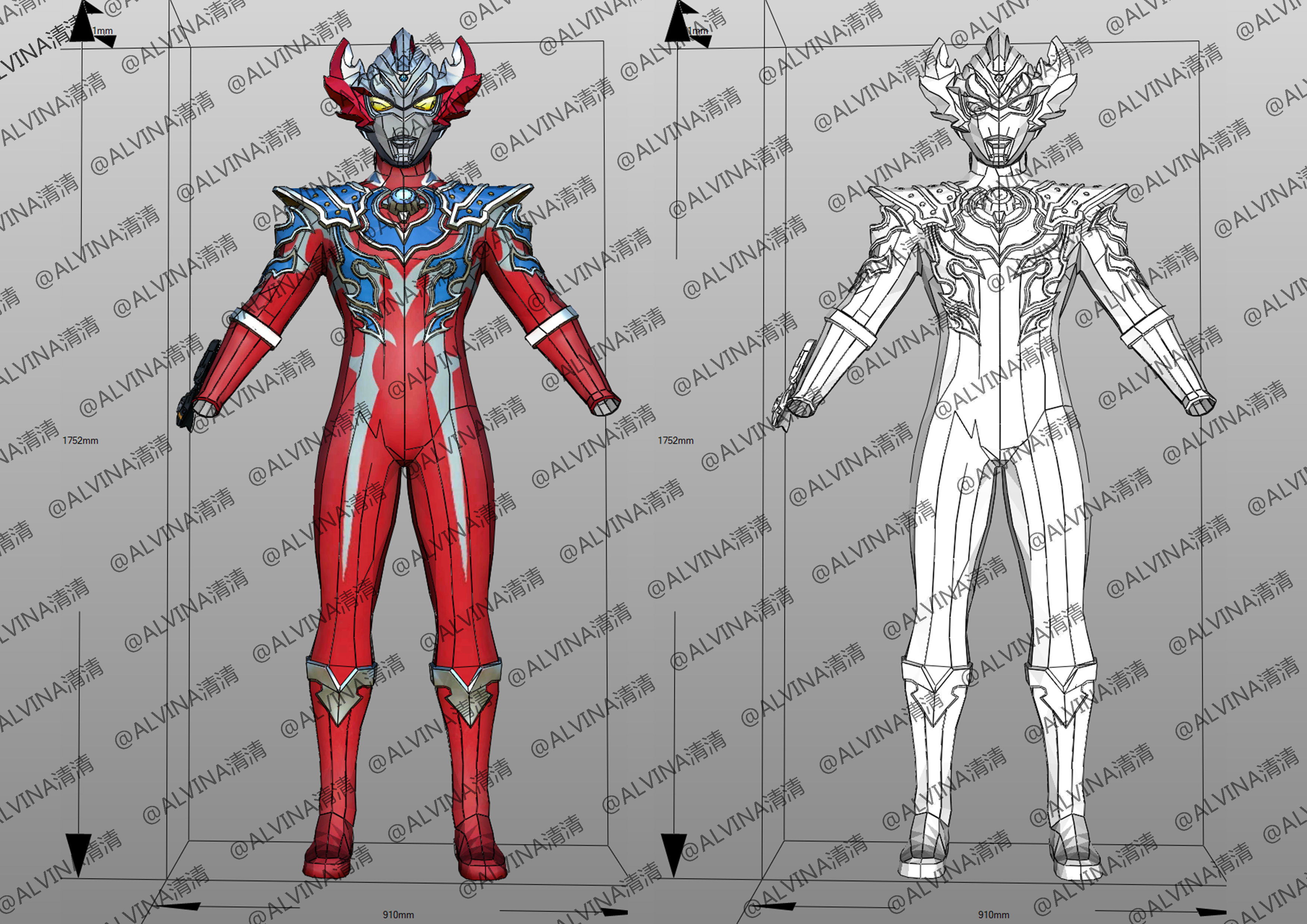 3D model Ultraman Taiga Tri-Strium Armor - DIY Cosplay Pepakura Foam VR ...