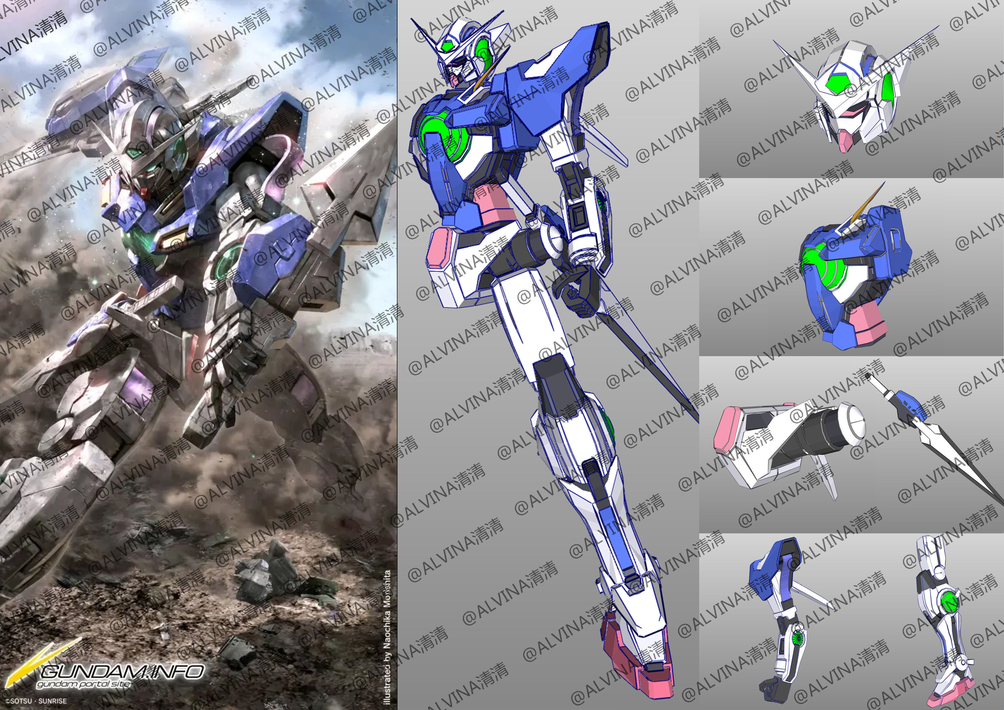 3D model GUNDAM EXIA Armor - DIY Cosplay Pepakura Foam Template VR / AR ...