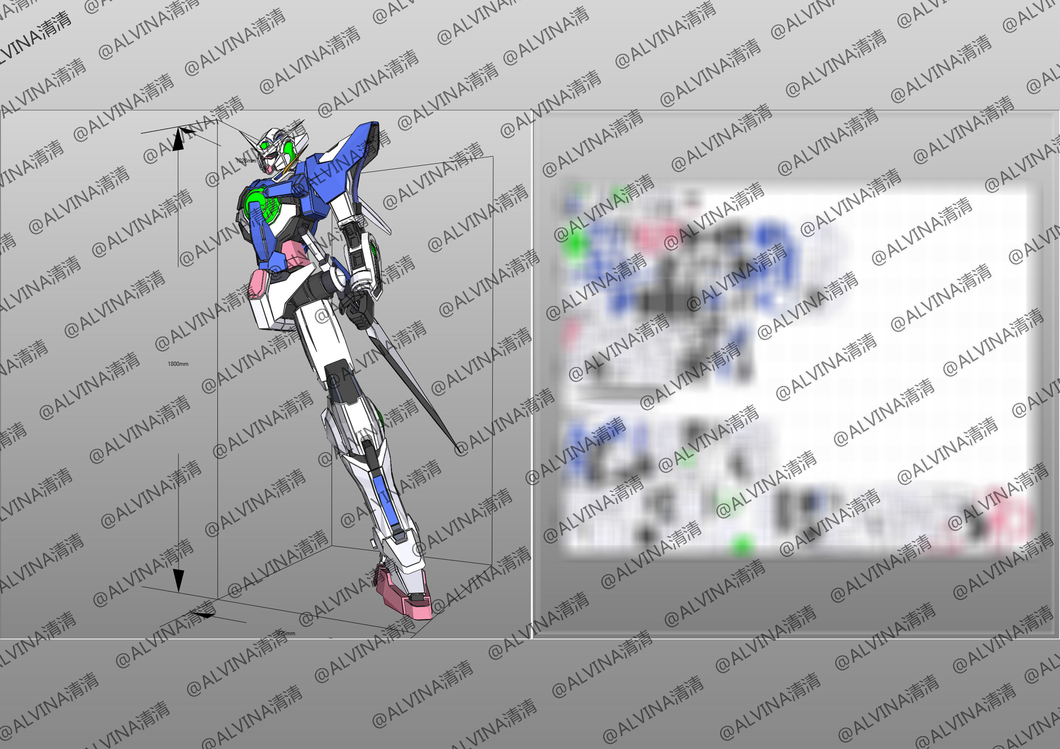 3D model GUNDAM EXIA Armor - DIY Cosplay Pepakura Foam Template VR / AR ...
