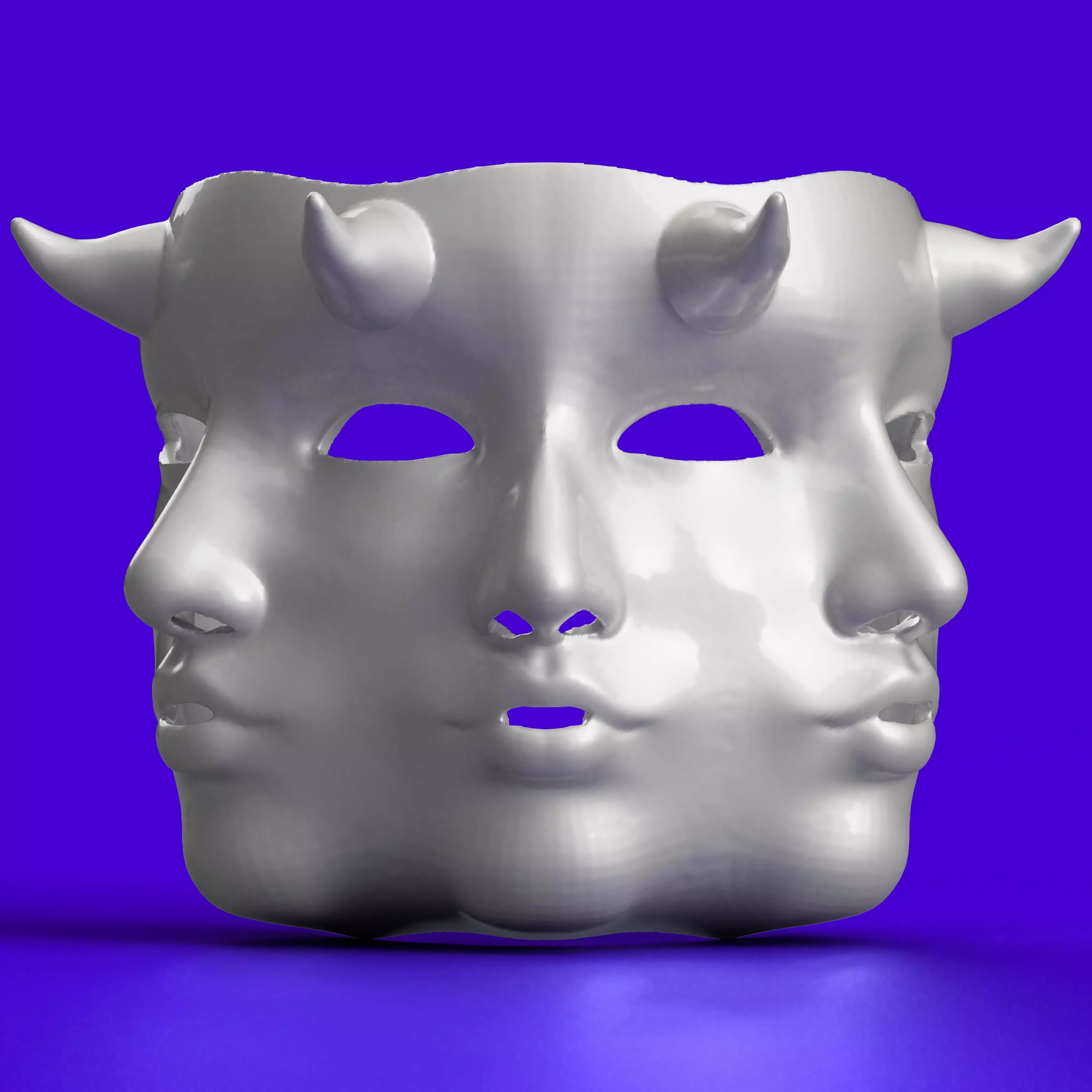 Female Horned 3 Faced Mask STL 3D model 3D printable | CGTrader