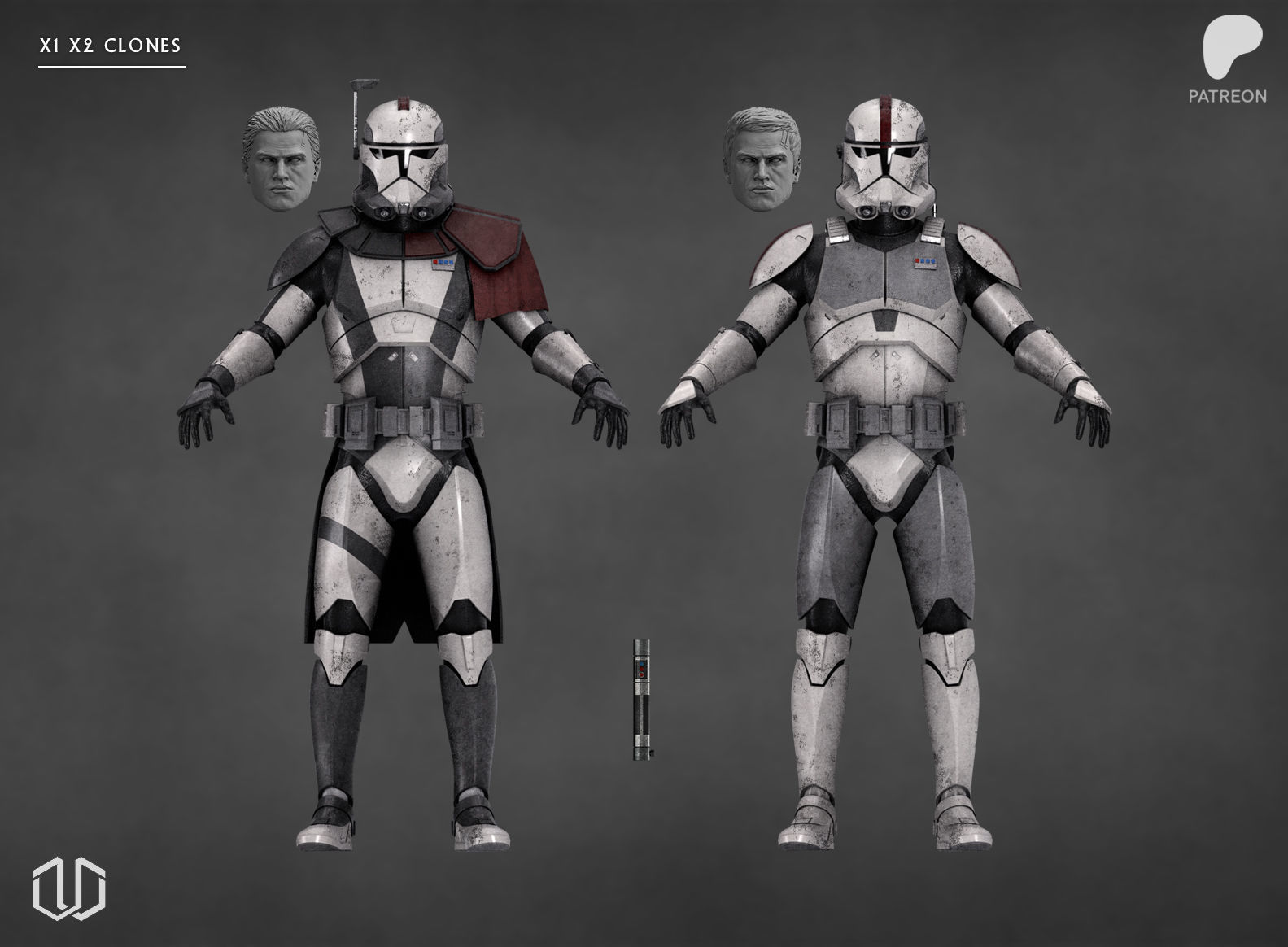 Star Wars X1 X2 Clone Troopers Action Figure Kit 3D model 3D printable ...