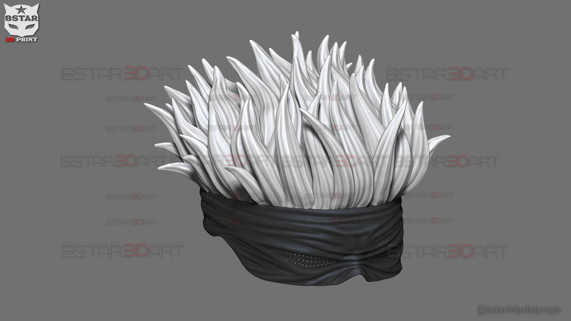 Gojo Saturo Eye Mask With Hair - jujutsu Kaisen Cosplay 3D model 3D ...