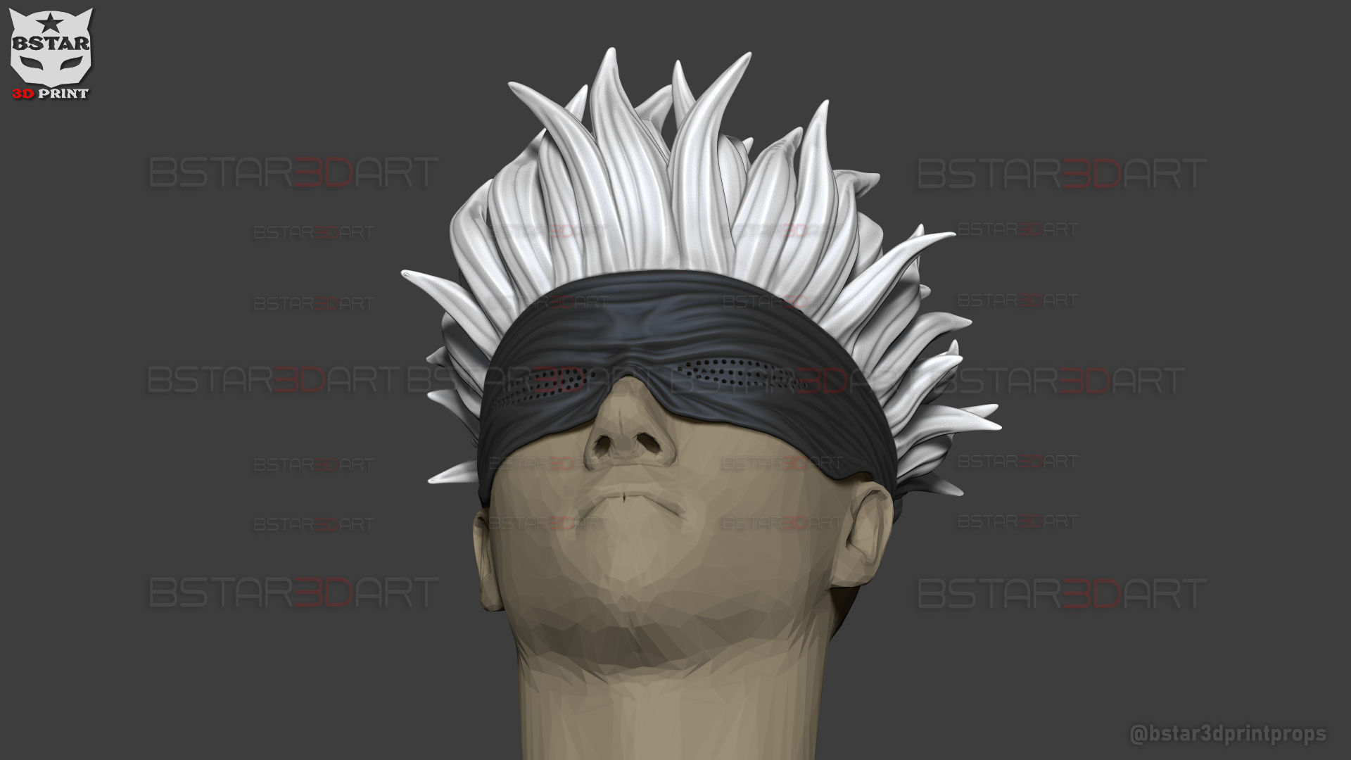 Gojo Saturo Eye Mask With Hair - jujutsu Kaisen Cosplay 3D model 3D ...