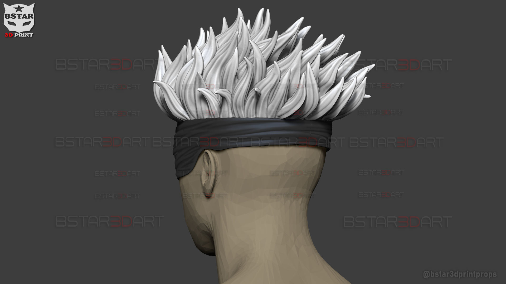 Gojo Saturo Eye Mask With Hair - jujutsu Kaisen Cosplay 3D model 3D ...