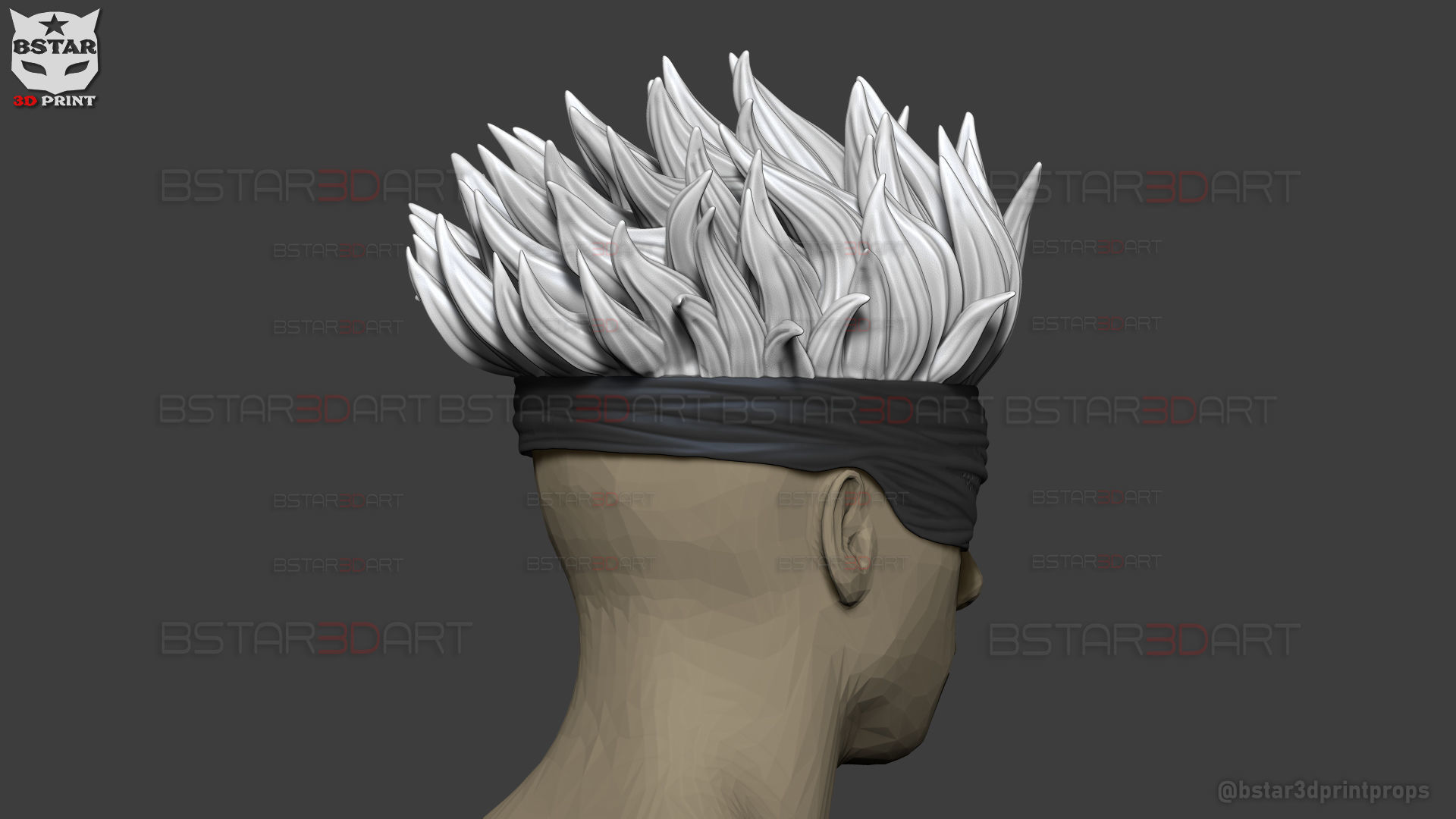 Gojo Saturo Eye Mask With Hair - jujutsu Kaisen Cosplay 3D model 3D ...