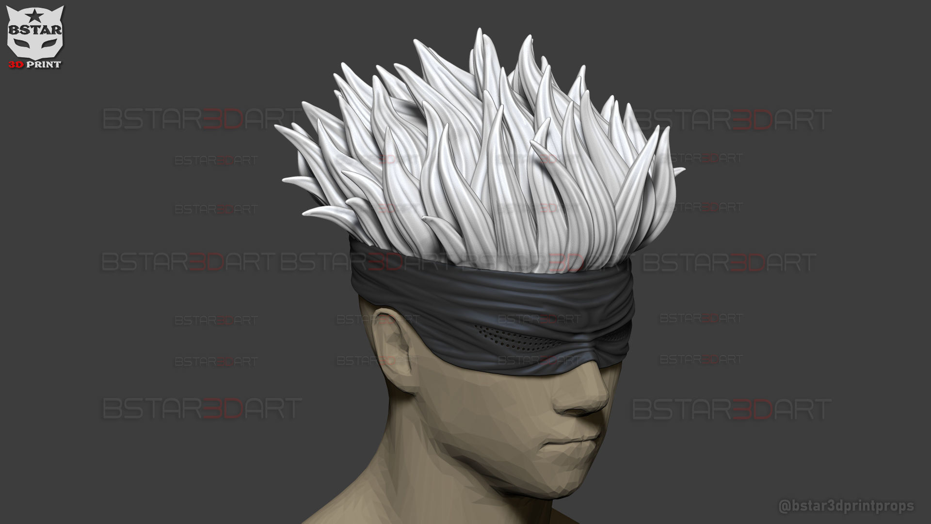 Gojo Saturo Eye Mask With Hair - jujutsu Kaisen Cosplay 3D model 3D ...