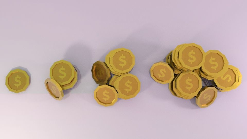 Low-Poly Gold Coins free VR / AR / low-poly 3D model | CGTrader