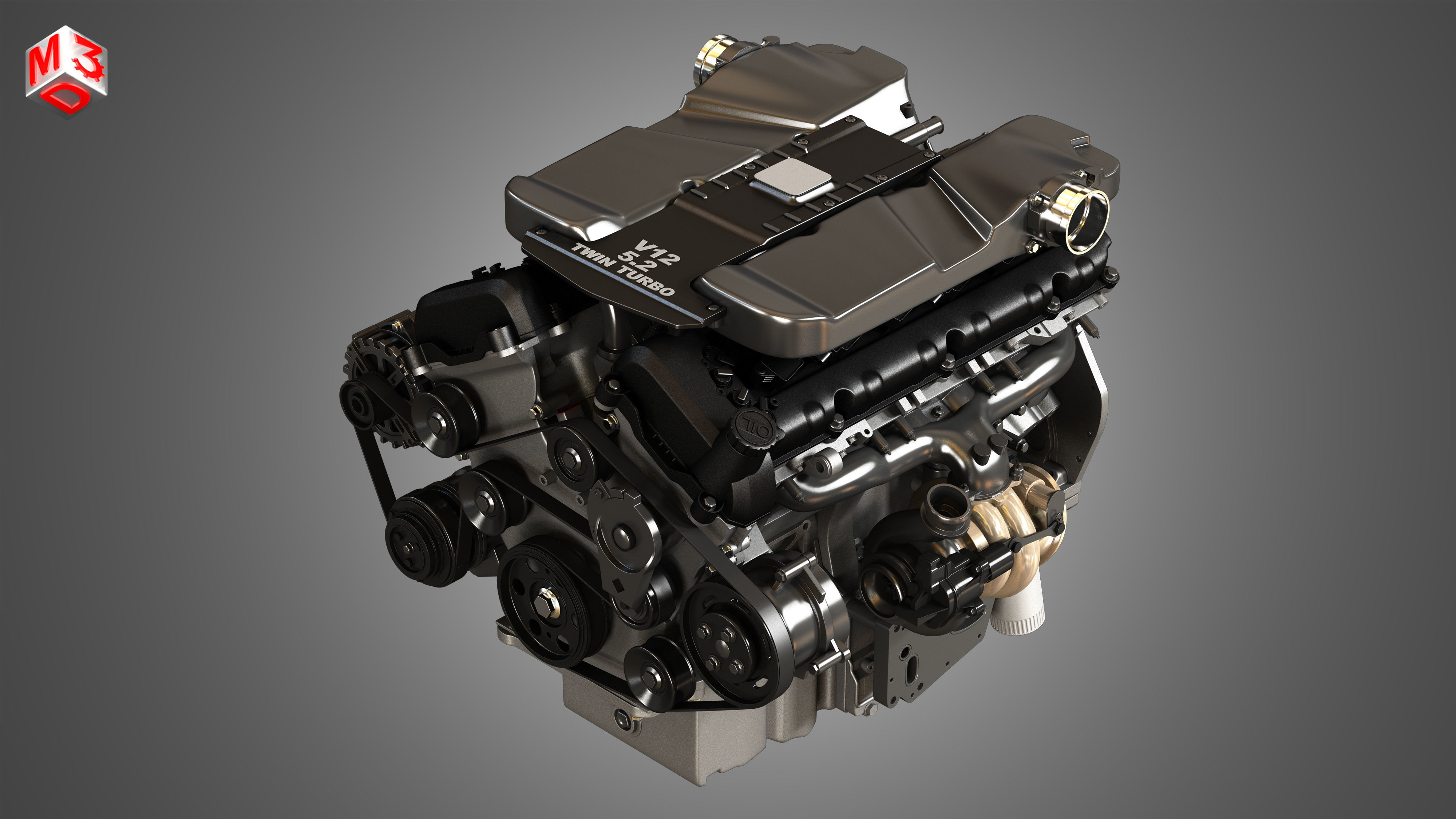 V12 Twin Turbo Car - Engine Full Internal and External Parts 3D model ...