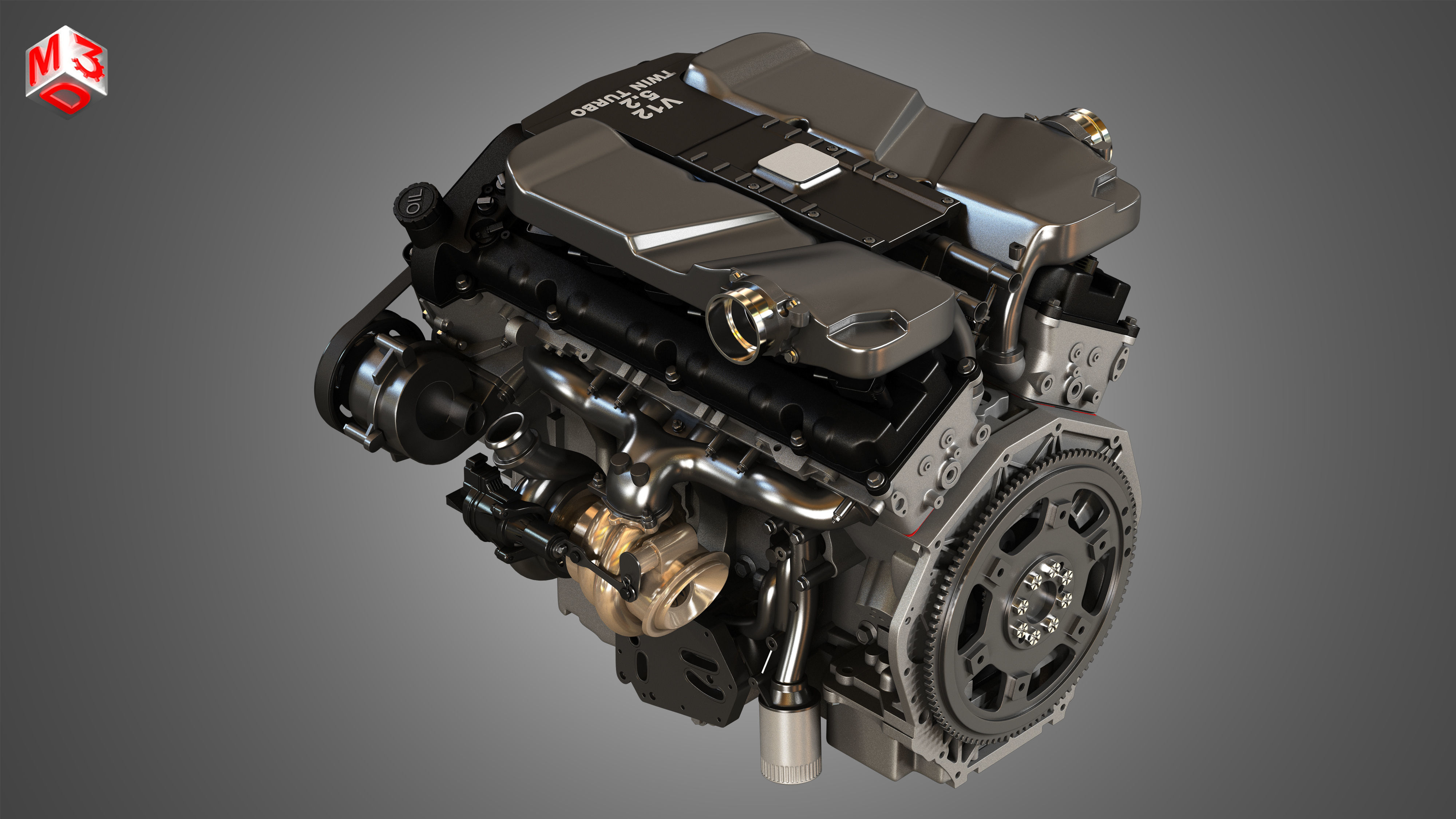 V12 Twin Turbo Car - Engine Full Internal and External Parts 3D model ...