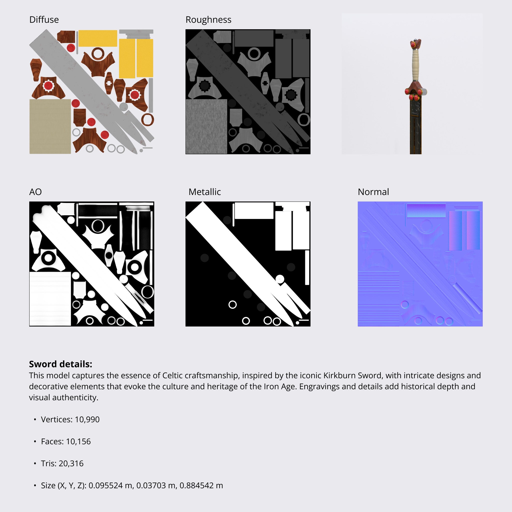 3D model Celtic Weapon Set - Sword and Scabbard VR / AR / low-poly ...