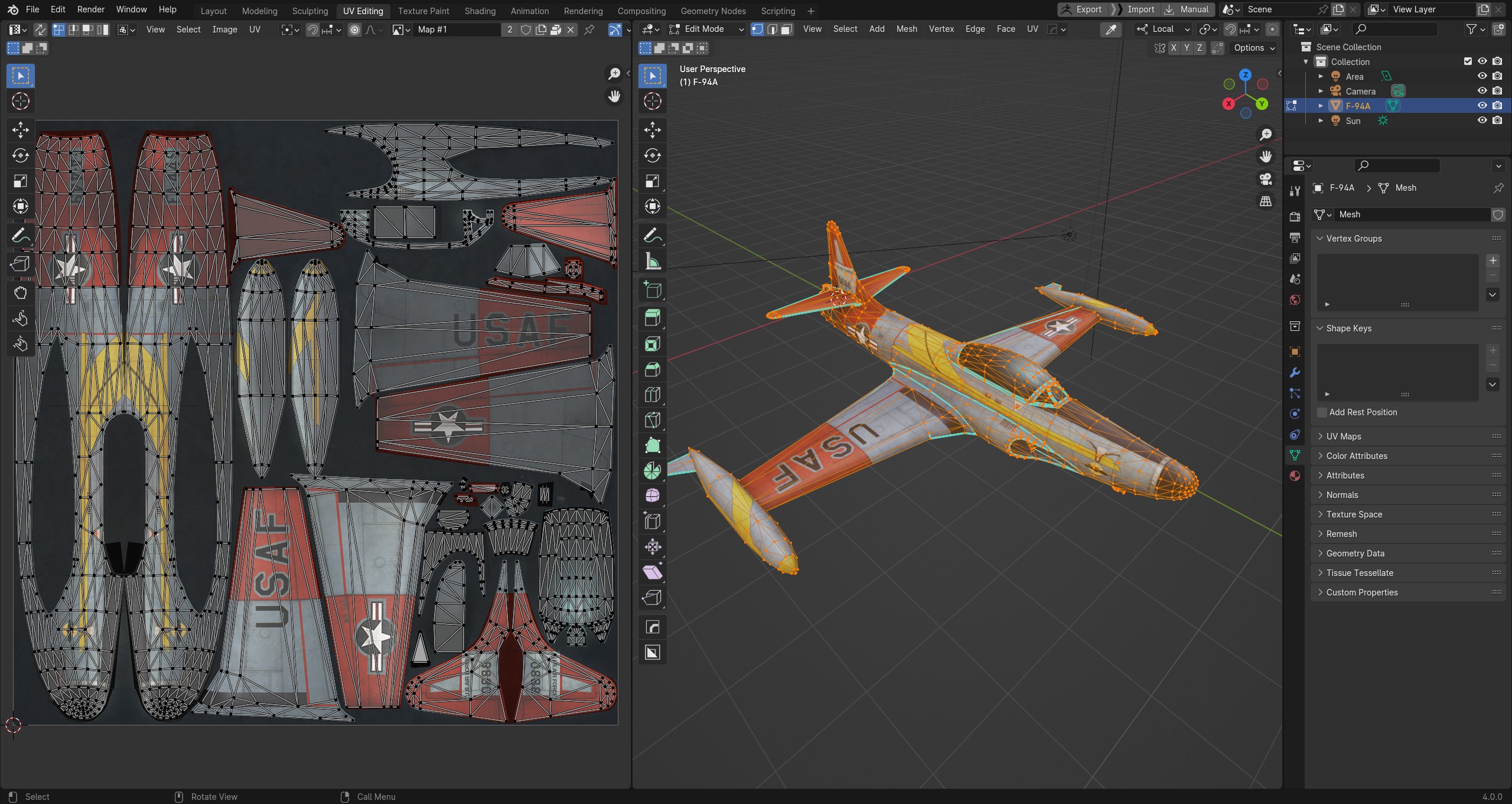 3D model F-94A Starfire jet fighter Hand painted game model VR / AR ...