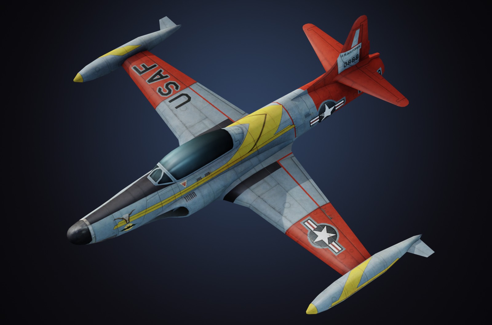 3D model F-94A Starfire jet fighter Hand painted game model VR / AR / low-poly | CGTrader