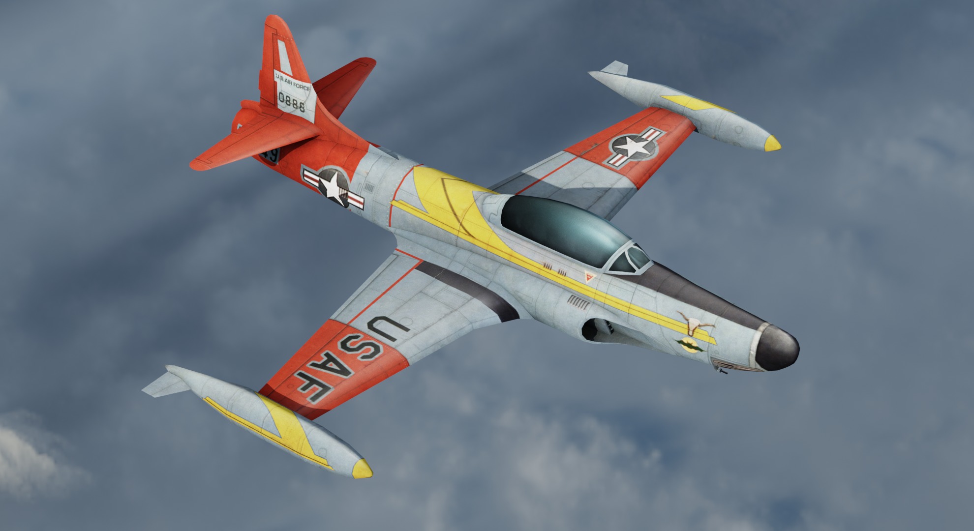 3D model F-94A Starfire jet fighter Hand painted game model VR / AR ...