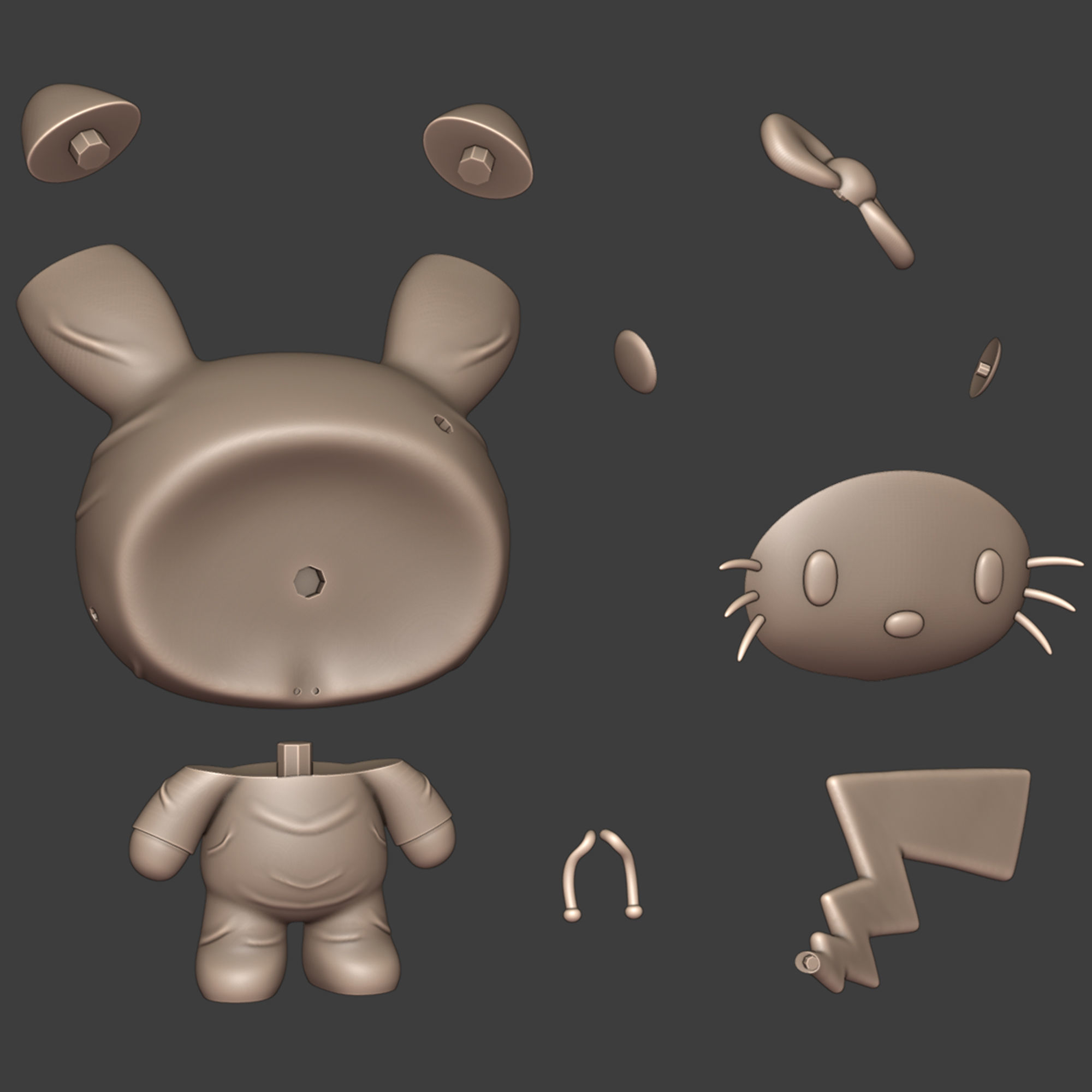 HELLO KITTY PIKACHU POKEMON HALLOWEEN 3D model 3D printable | CGTrader