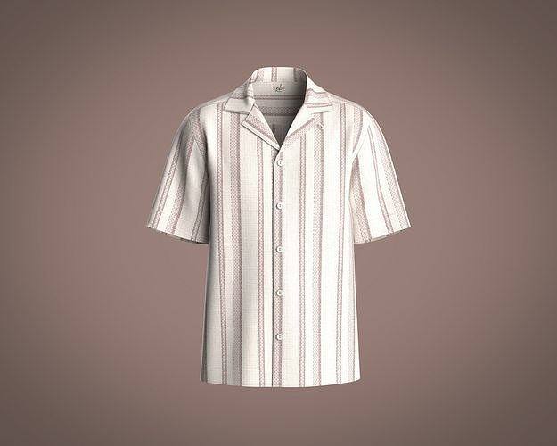 Mans Oversized Woven Texture Fabric Resort Shirt 3D model | CGTrader